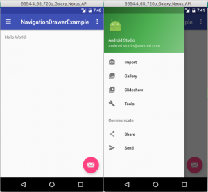 Android Navigation Drawer Example using Fragments